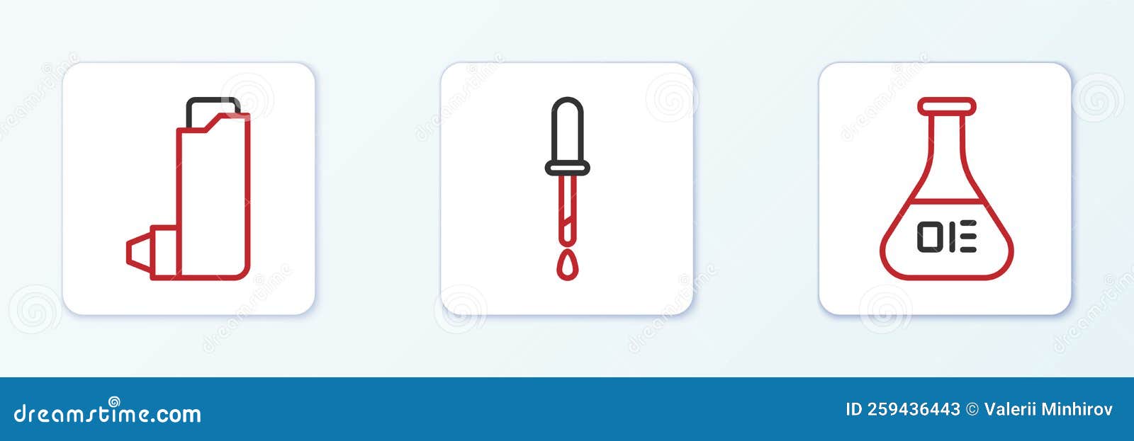 Testbuis En Kolf, Inhalator En Pipet Pictogram. Vector Stock ...