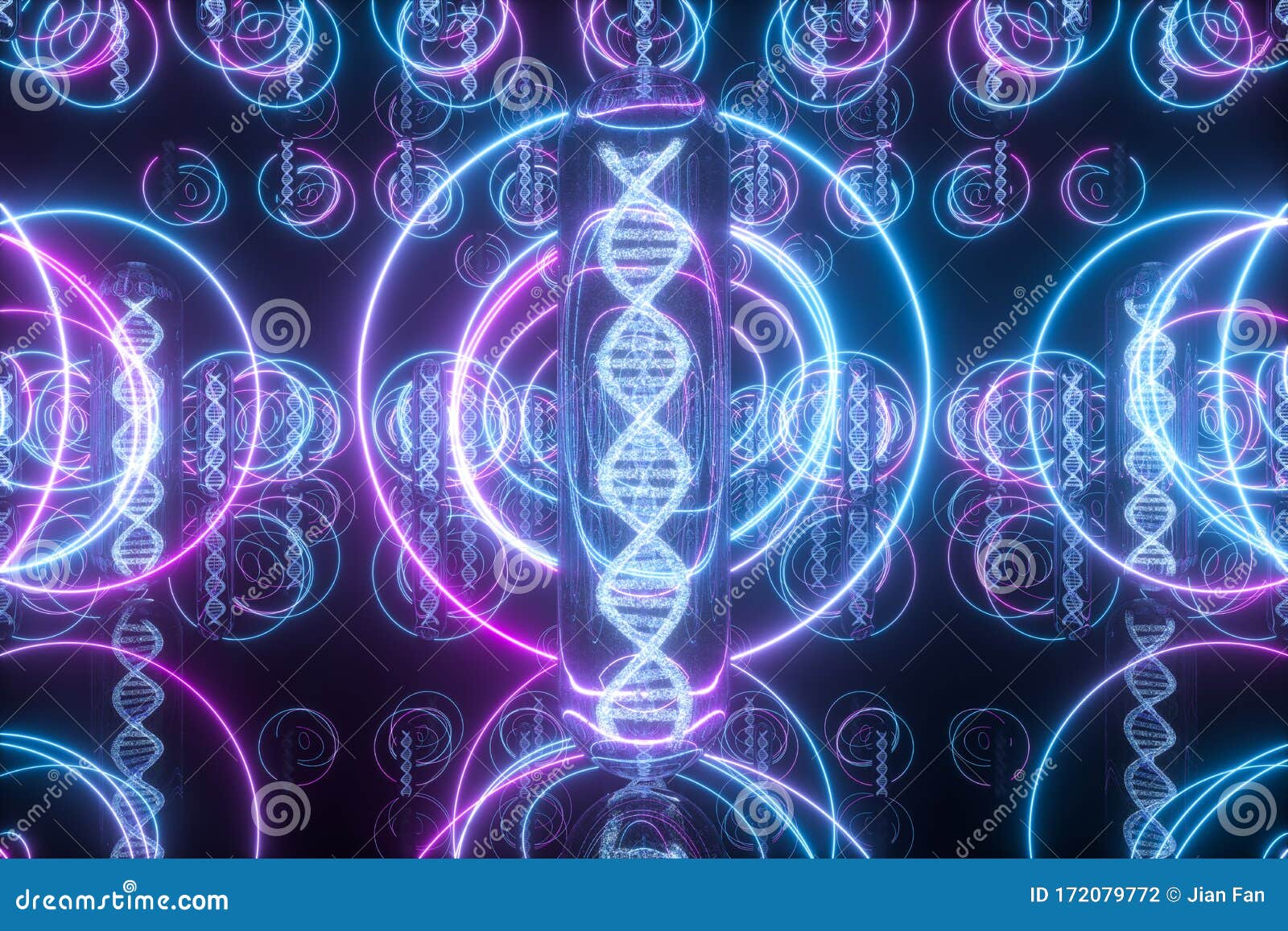 Testbuizen En Chromosomen, DNA En Genen, 3d-rendering Stock Illustratie ...