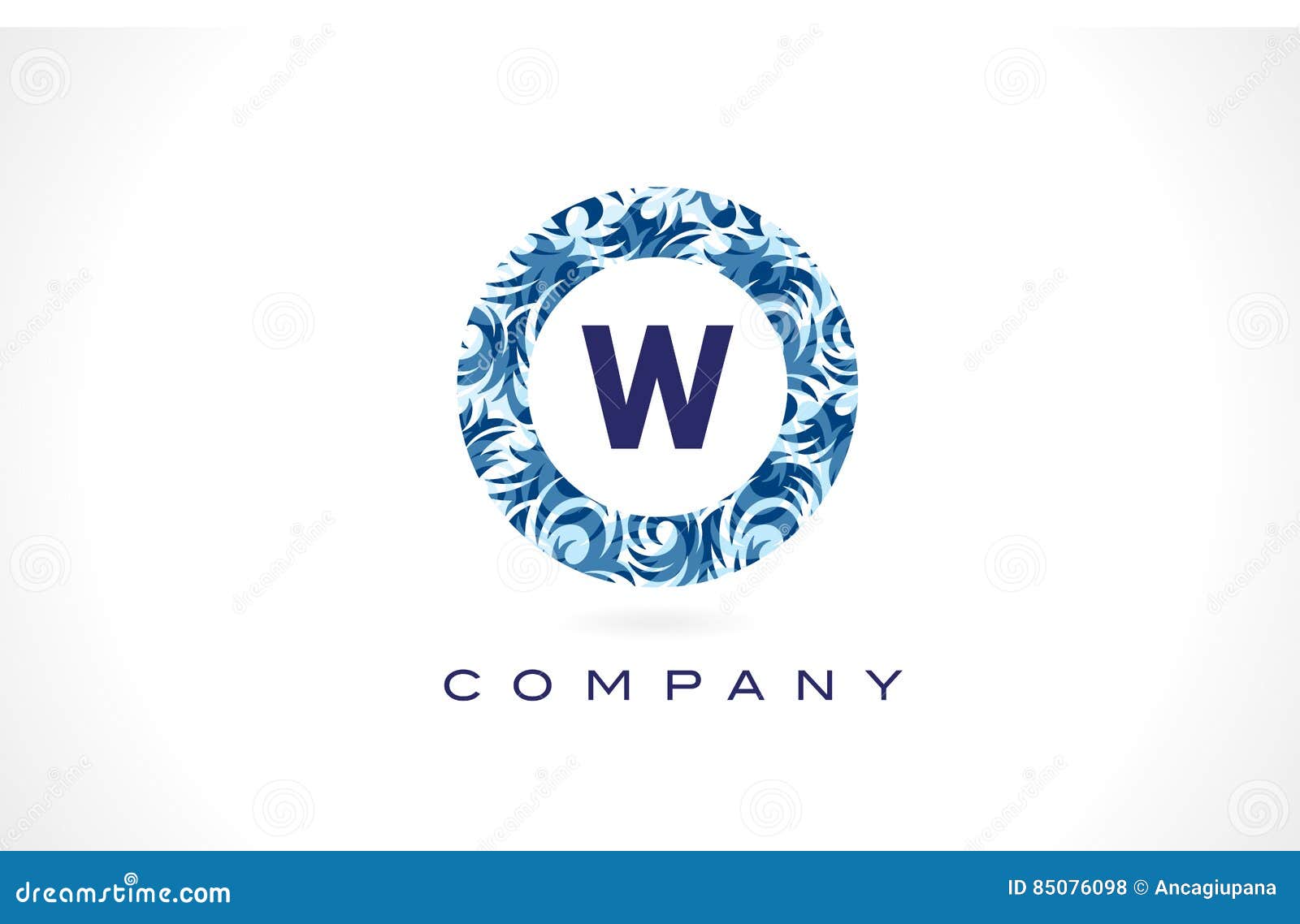 Teste Padrão Azul Logo Design De W Da Letra Ilustração do Vetor ...
