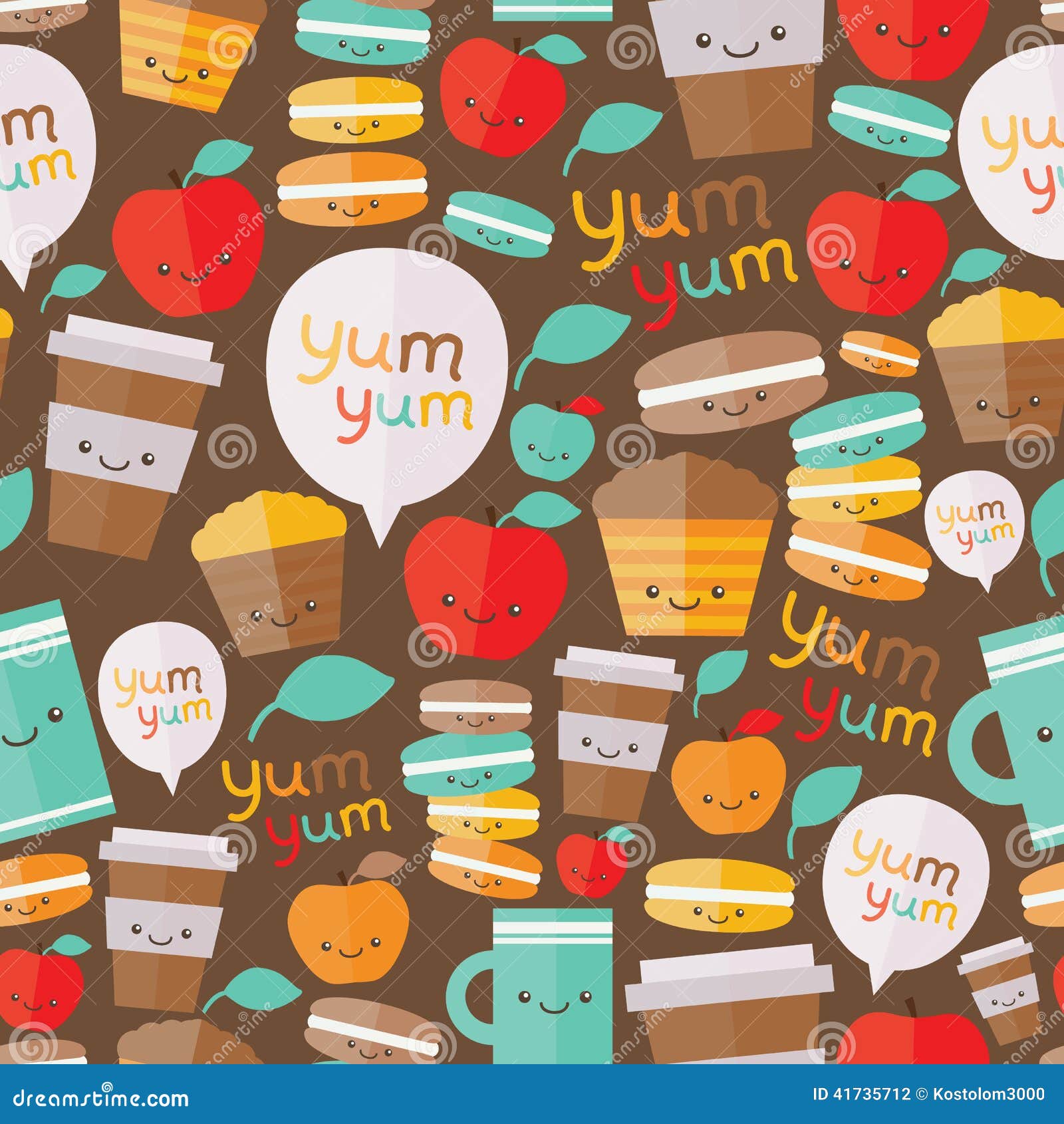 Teste Padrão Sem Emenda Do Alimento Bonito Ilustração do Vetor ...