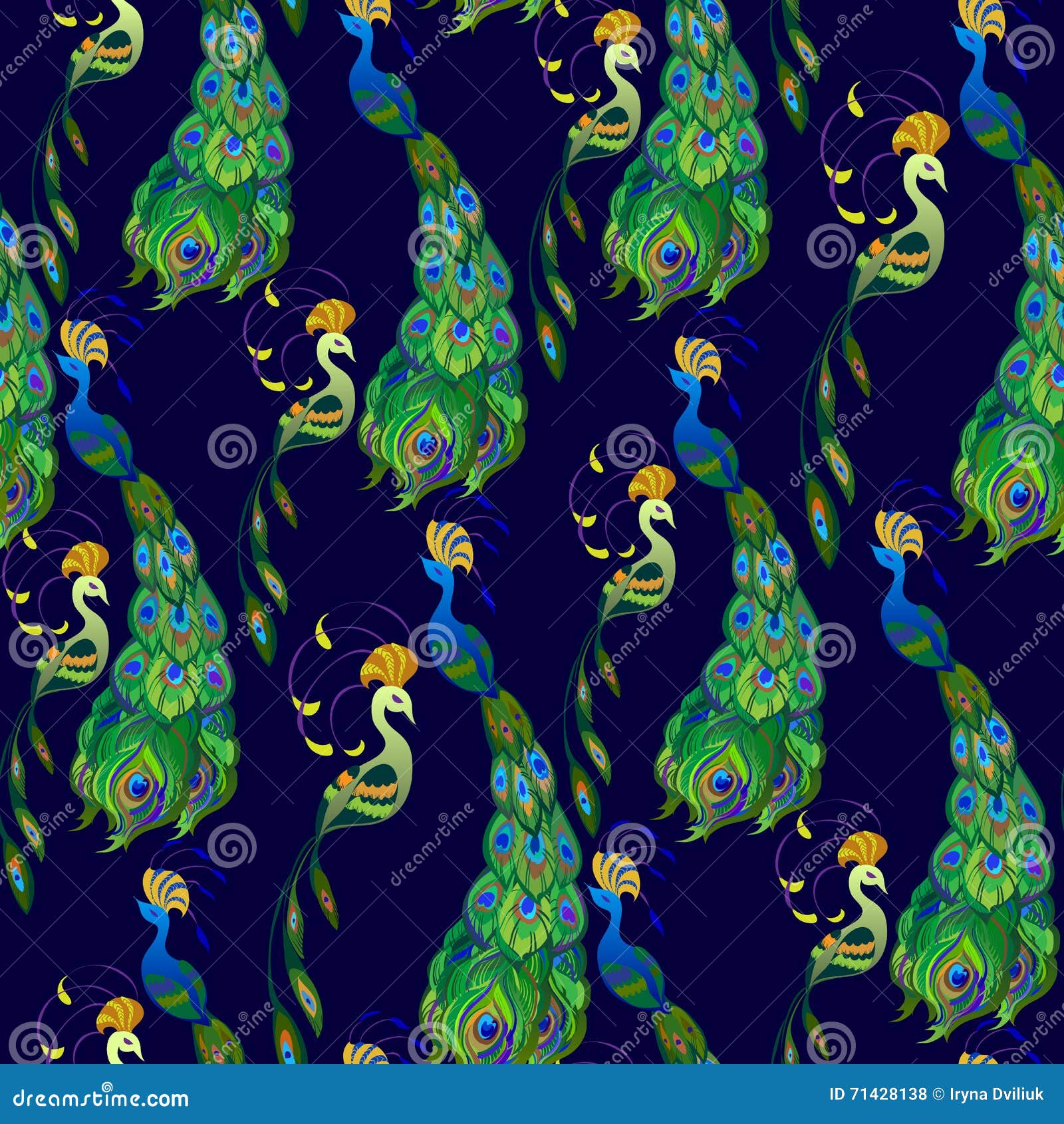 Teste Padrão Sem Emenda Verde Do Pavão Ilustração do Vetor - Ilustração ...