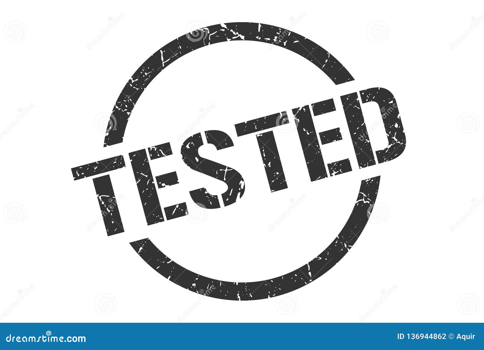 Tested stamp stock vector. Illustration of vector, scratched - 136944862