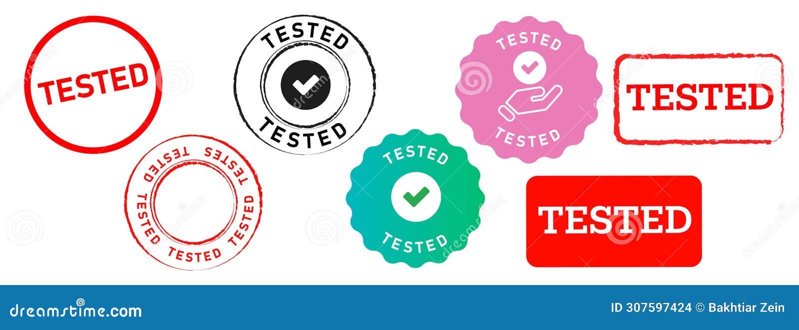 Tested Test Circle and Rectangle Stamp Label Sticker Sign Business ...