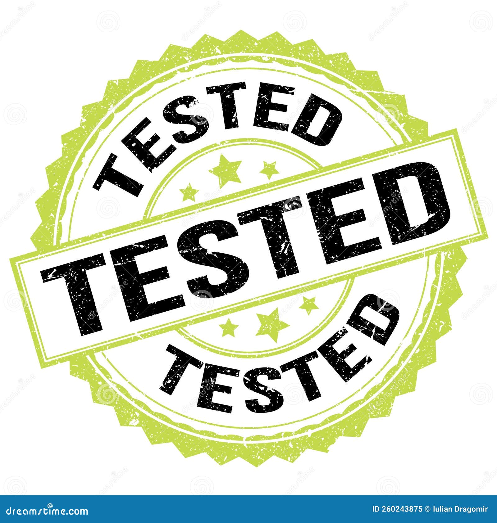 TESTED Text on Green-black Round Stamp Sign Stock Illustration ...
