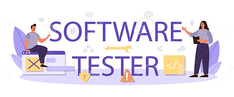 Tester Software Typographic Header. Application or Website Code Stock ...