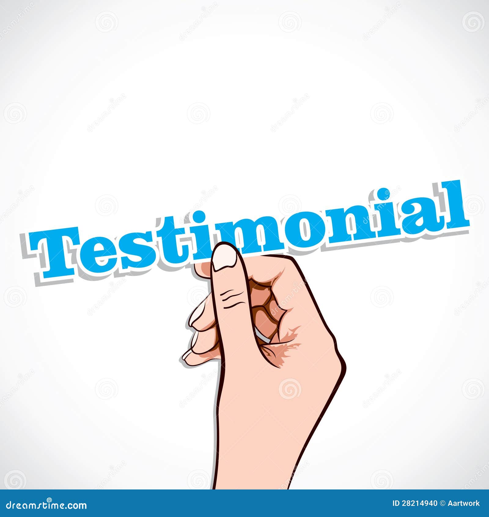 Testimonial word in hand stock vector. Illustration of evidence - 28214940