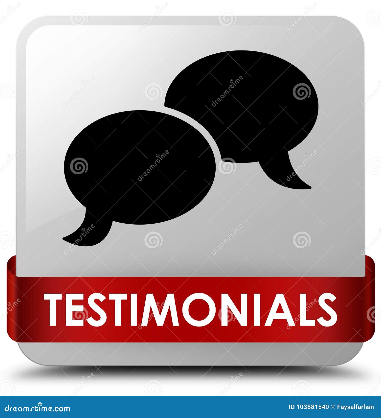 Testimonials (chat Icon) White Square Button Red Ribbon in Middle Stock ...