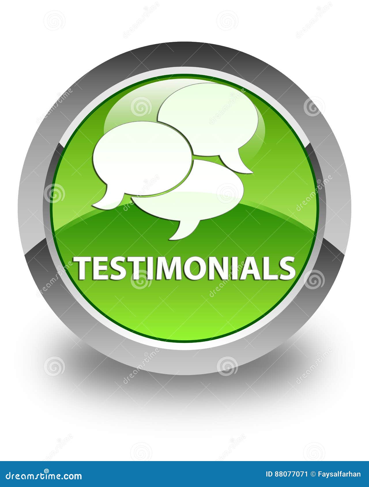 Testimonials (comments Icon) Glossy Green Round Button Stock ...