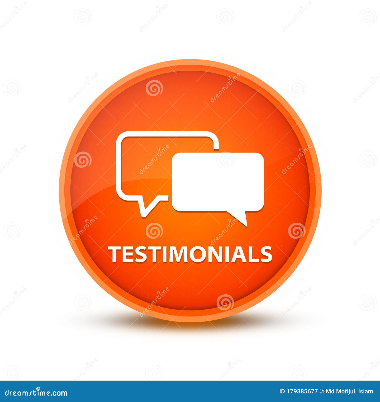 Testimonials Icon Isolated on Glassy Orange Round Button Abstract Stock ...