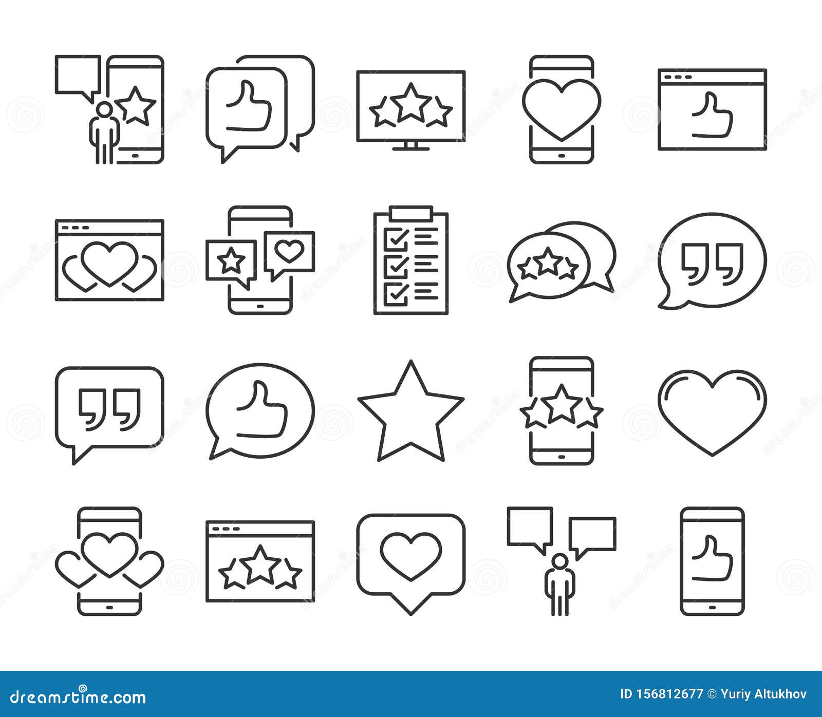 Testimonials Icon. Testimonials and Reviews Line Icons Set. Vector ...