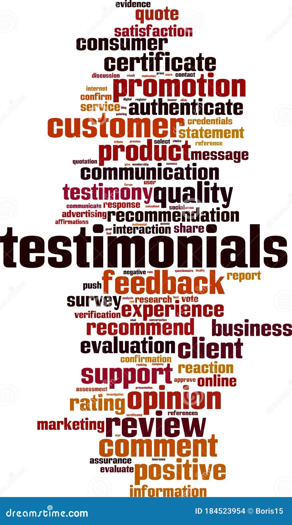 Testimonials word cloud stock vector. Illustration of statement - 184523954