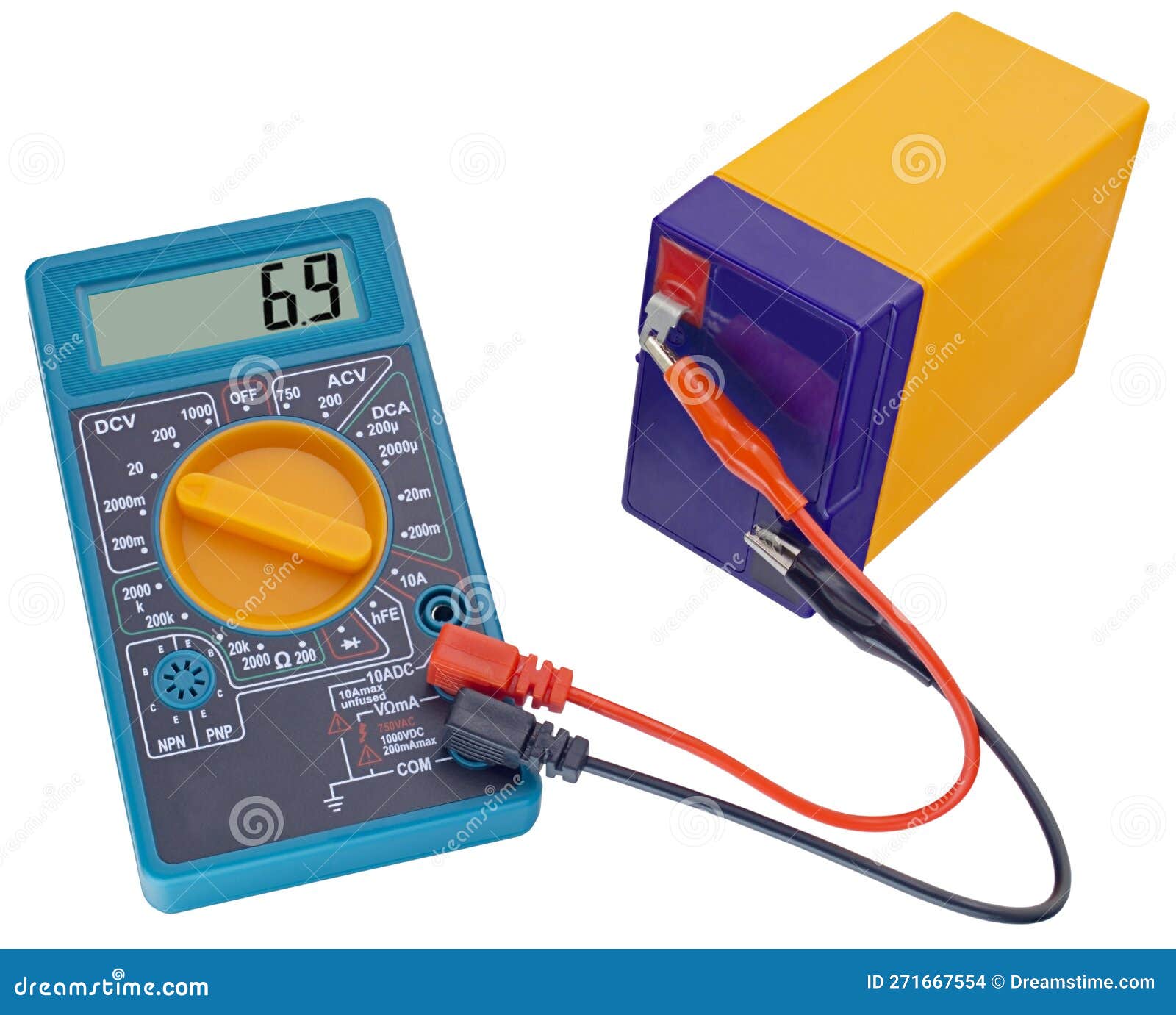 Testing an Acid Rechargeable Battery with a Measuring Instrument Stock ...