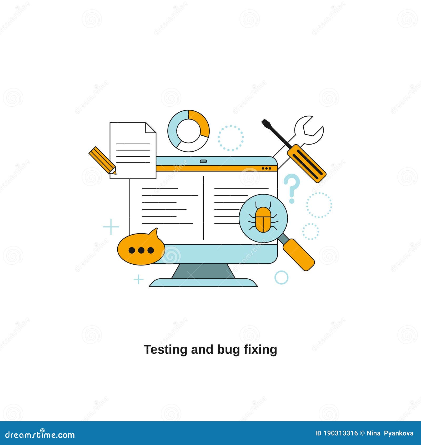 Testing and Bug Fixing Concept Stock Vector - Illustration of flat ...