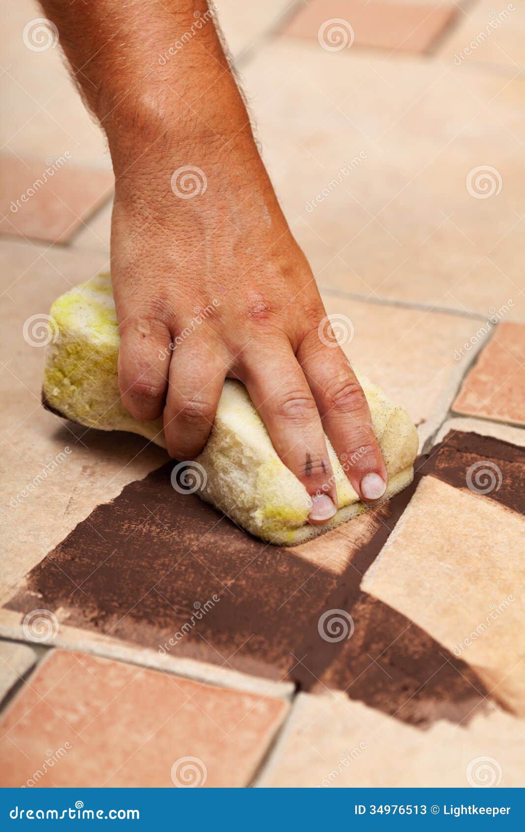 Testing the Color of Joint on Ceramic Floor Tiling Stock Image - Image ...