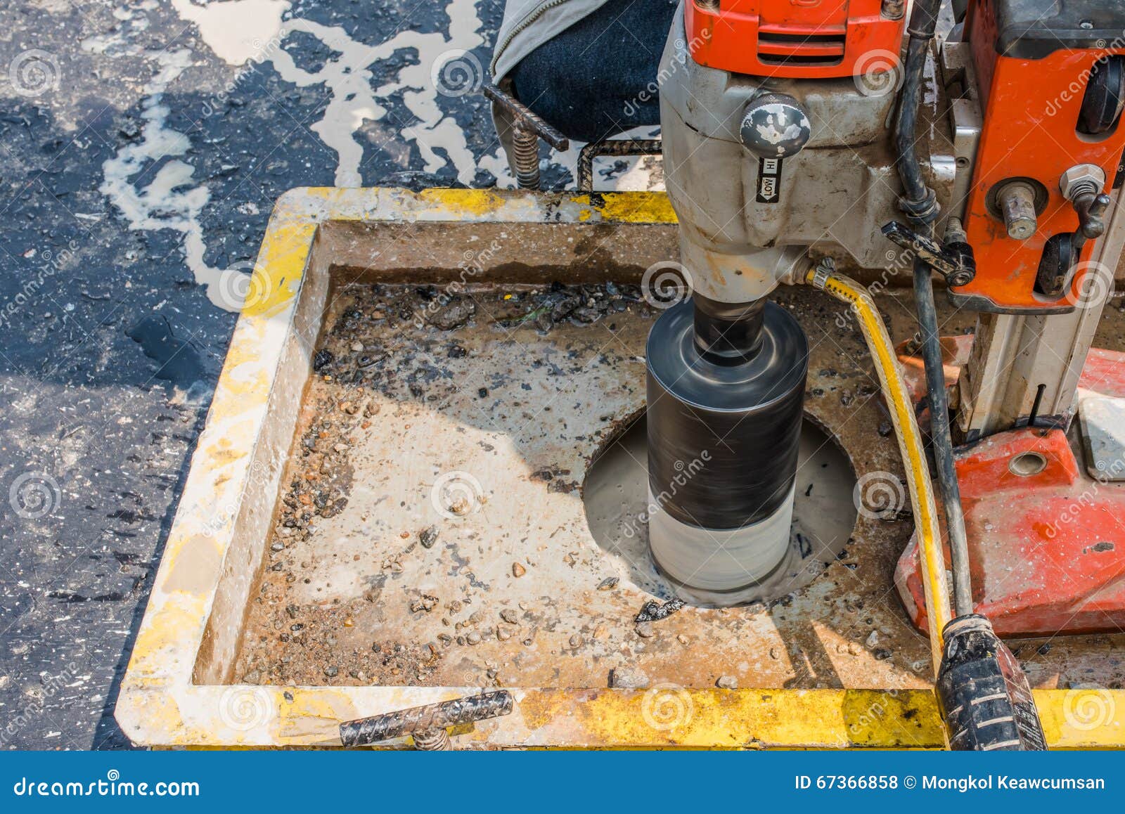 Testing for Compaction Using Coring Stock Photo - Image of pavement ...