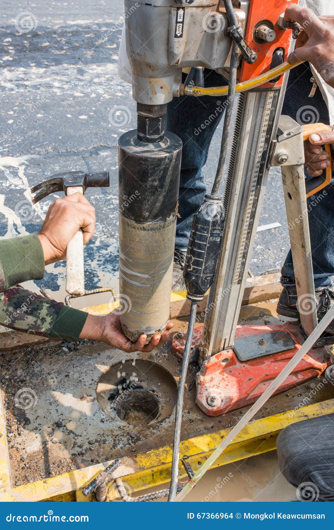 Testing for Compaction Using Coring Stock Photo - Image of base, grader ...