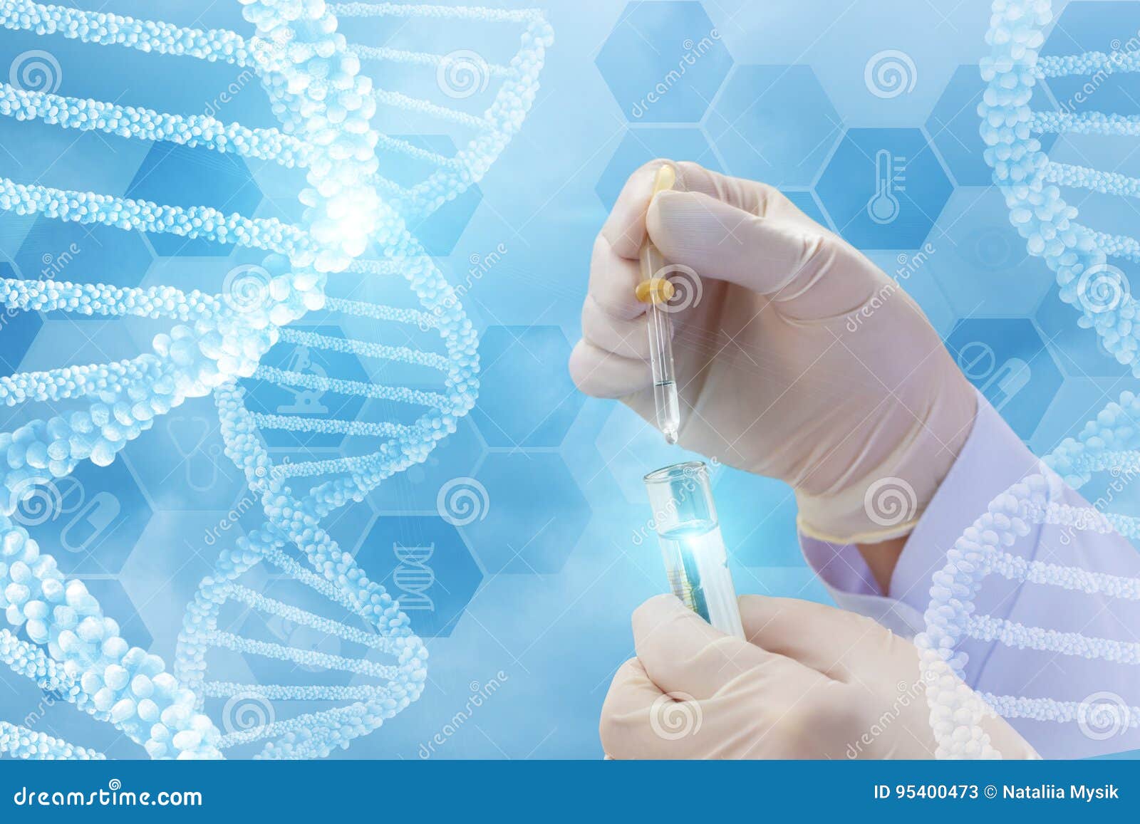 Testing of DNA molecules . stock image. Image of experiment - 95400473