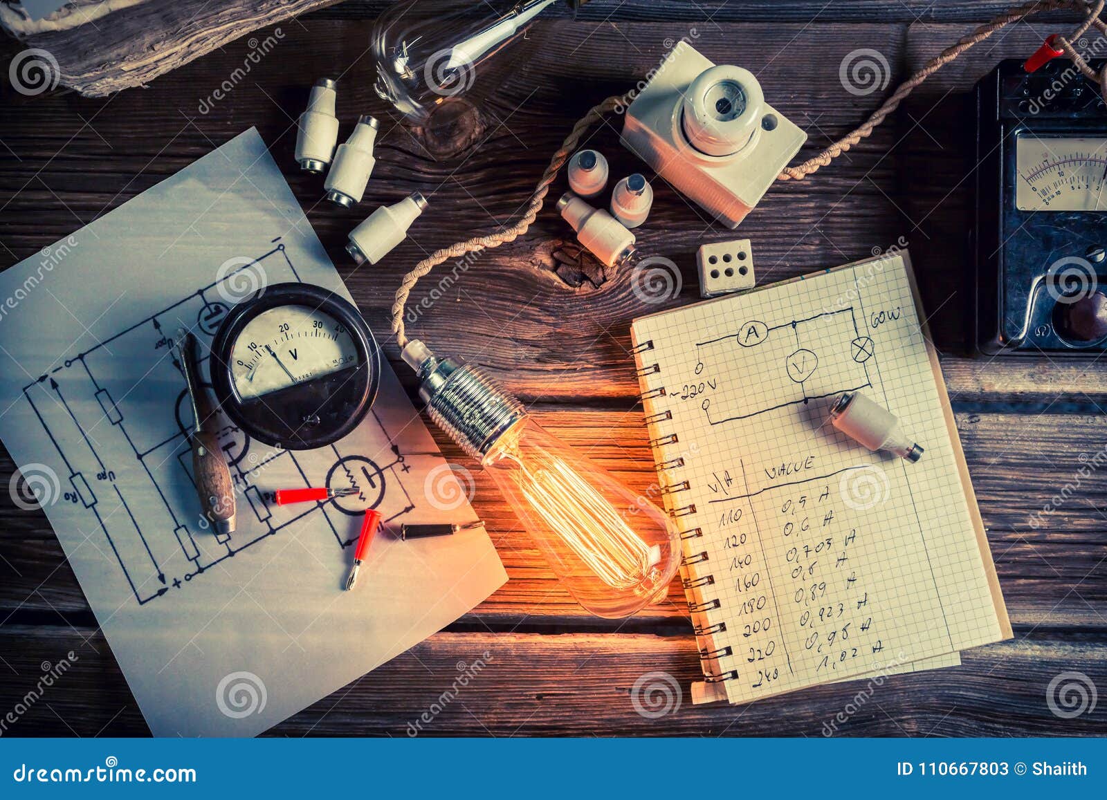 Testing Edison Light Bulb in the Physics Classroom Stock Image - Image ...