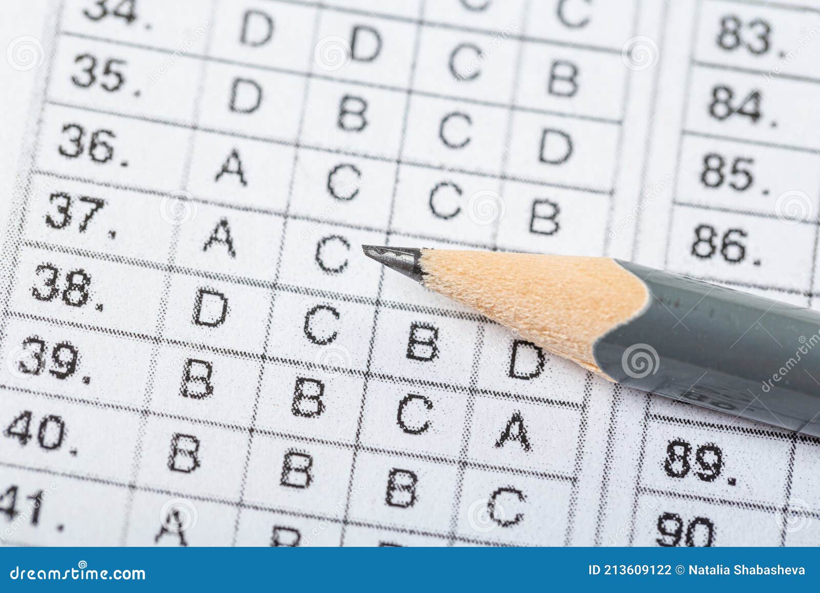 Testing in Exercise and Exam Paper. Computer Sheet with Pencil in ...