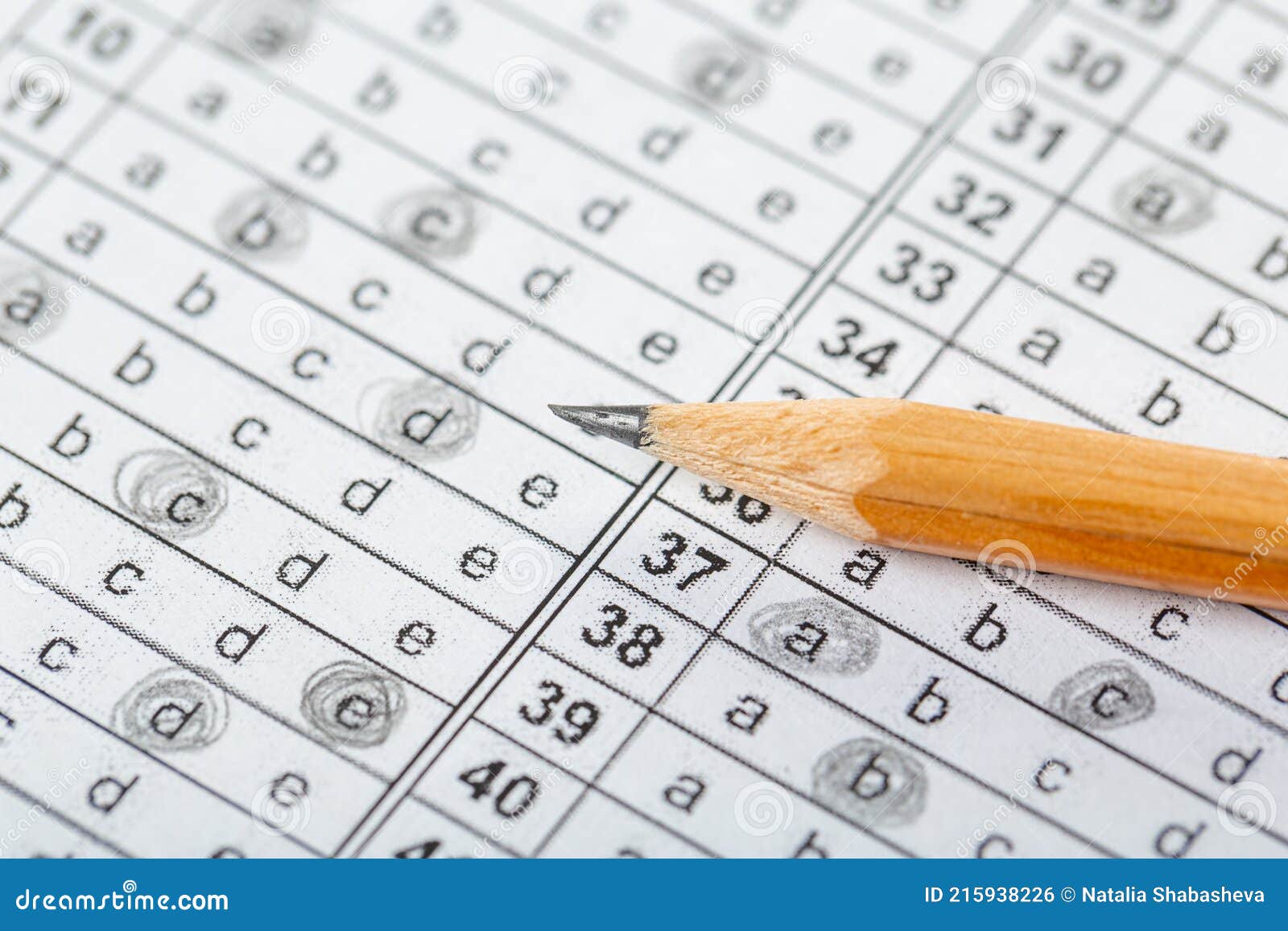 Testing in Exercise and Exam Paper. Computer Sheet with Pencil in ...