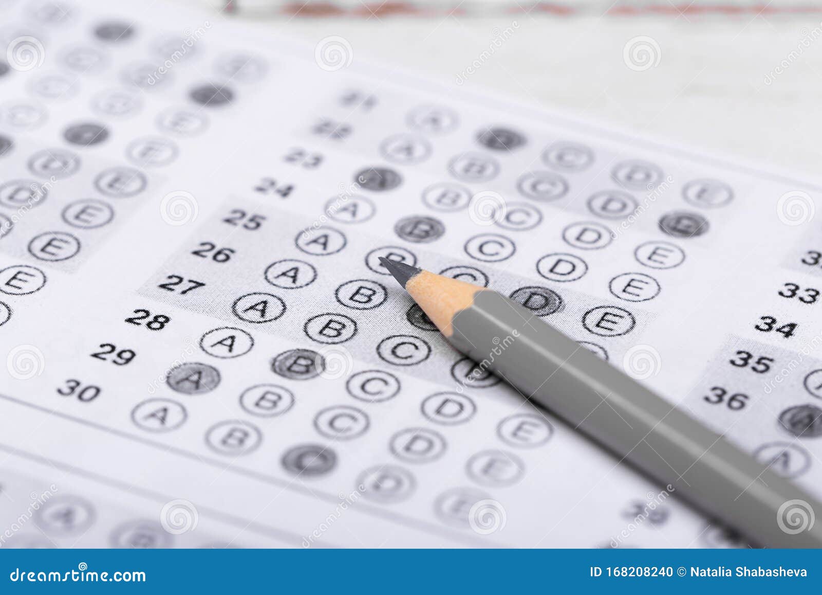 Pencil for the Exam. Printed School Test Stock Photo - Image of form ...