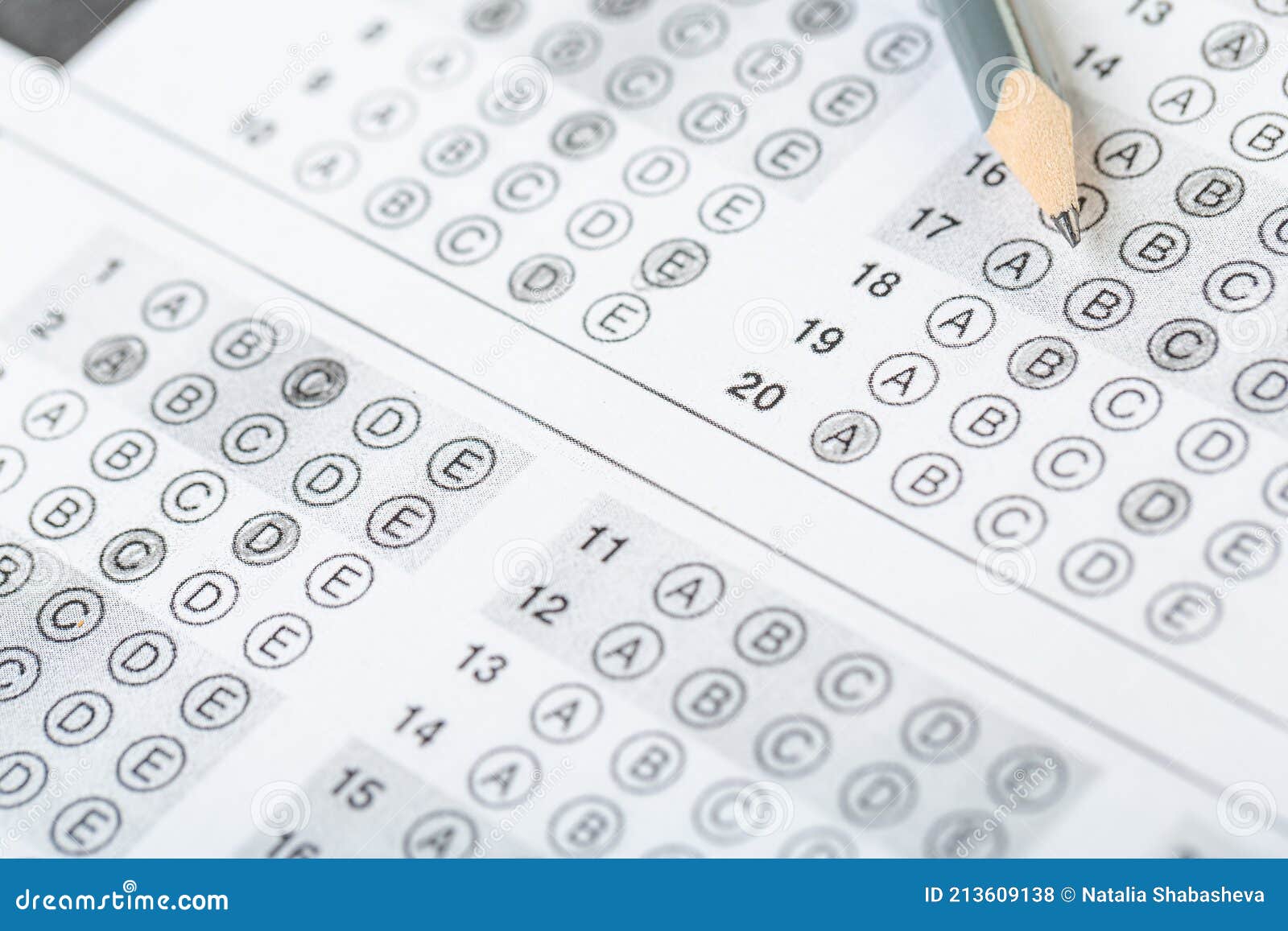 Testing in Exercise and Exam Paper. Computer Sheet with Pencil in ...