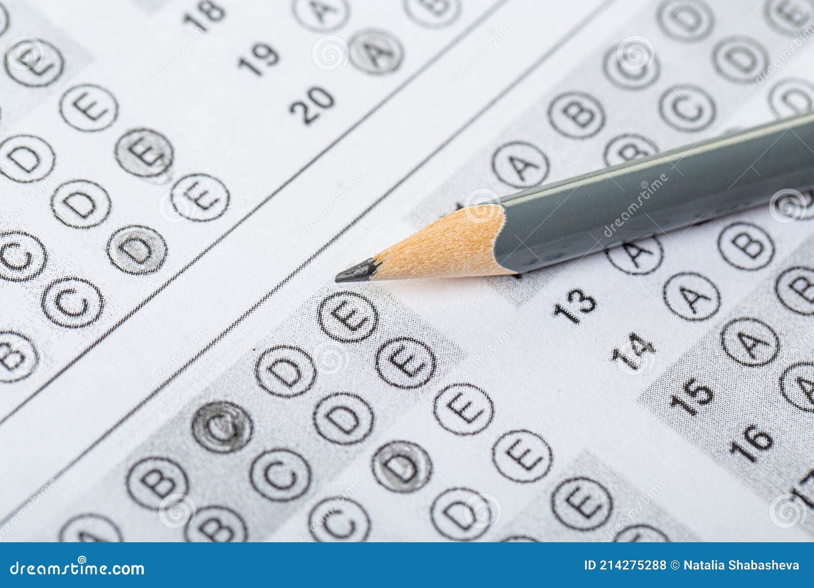 Testing in Exercise and Exam Paper. Computer Sheet with Pencil in ...