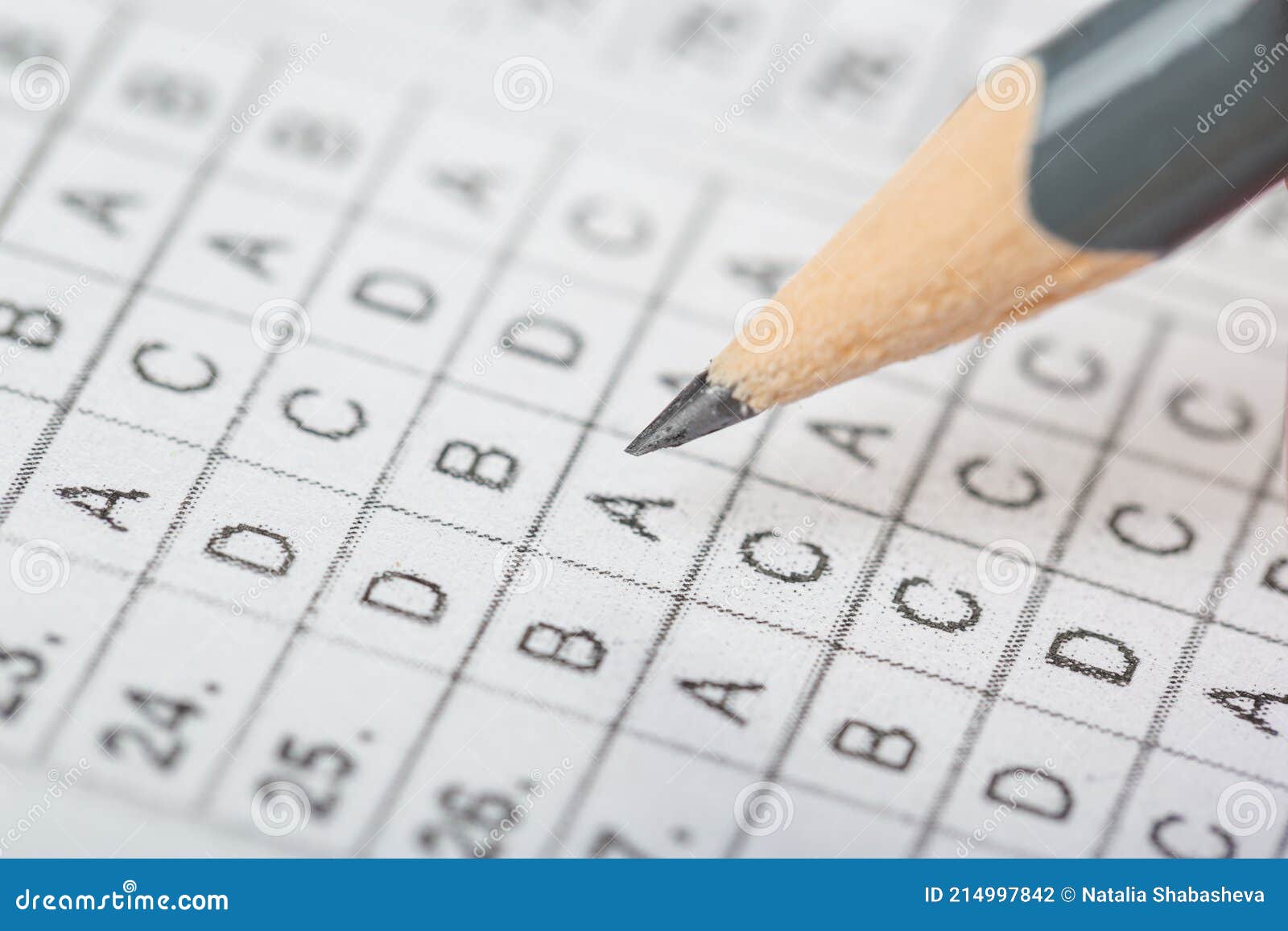 Testing in Exercise and Exam Paper. Computer Sheet with Pencil in ...