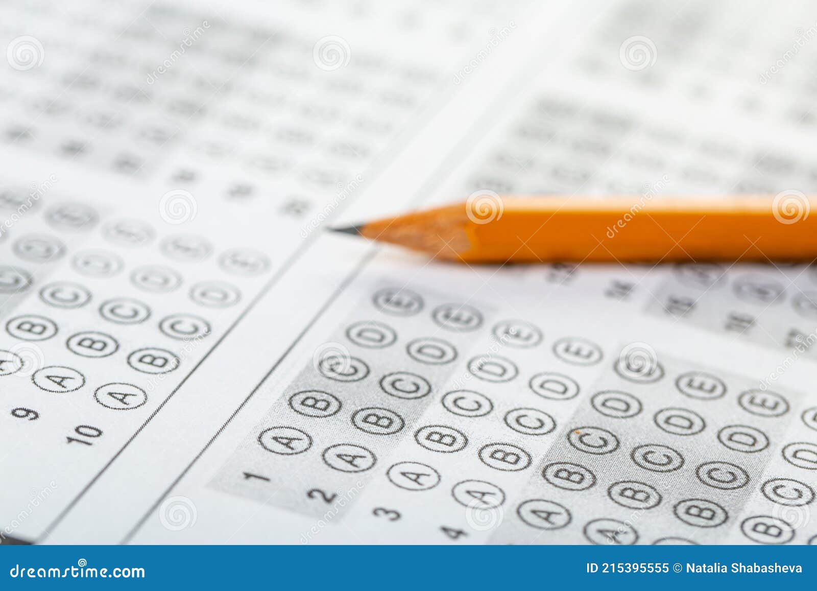 Testing in Exercise and Exam Paper. Computer Sheet with Pencil in ...