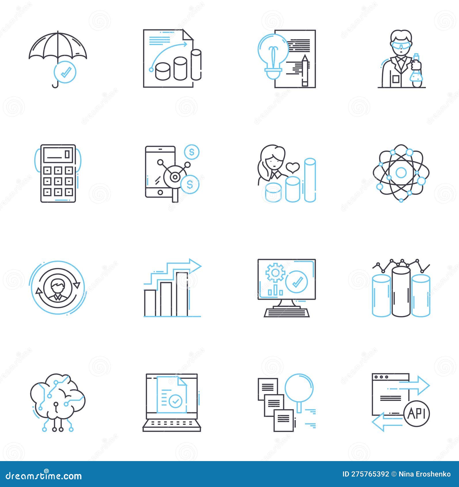 Testing And Experimentation Linear Icons Set Analysis Simulation Verification Prototype