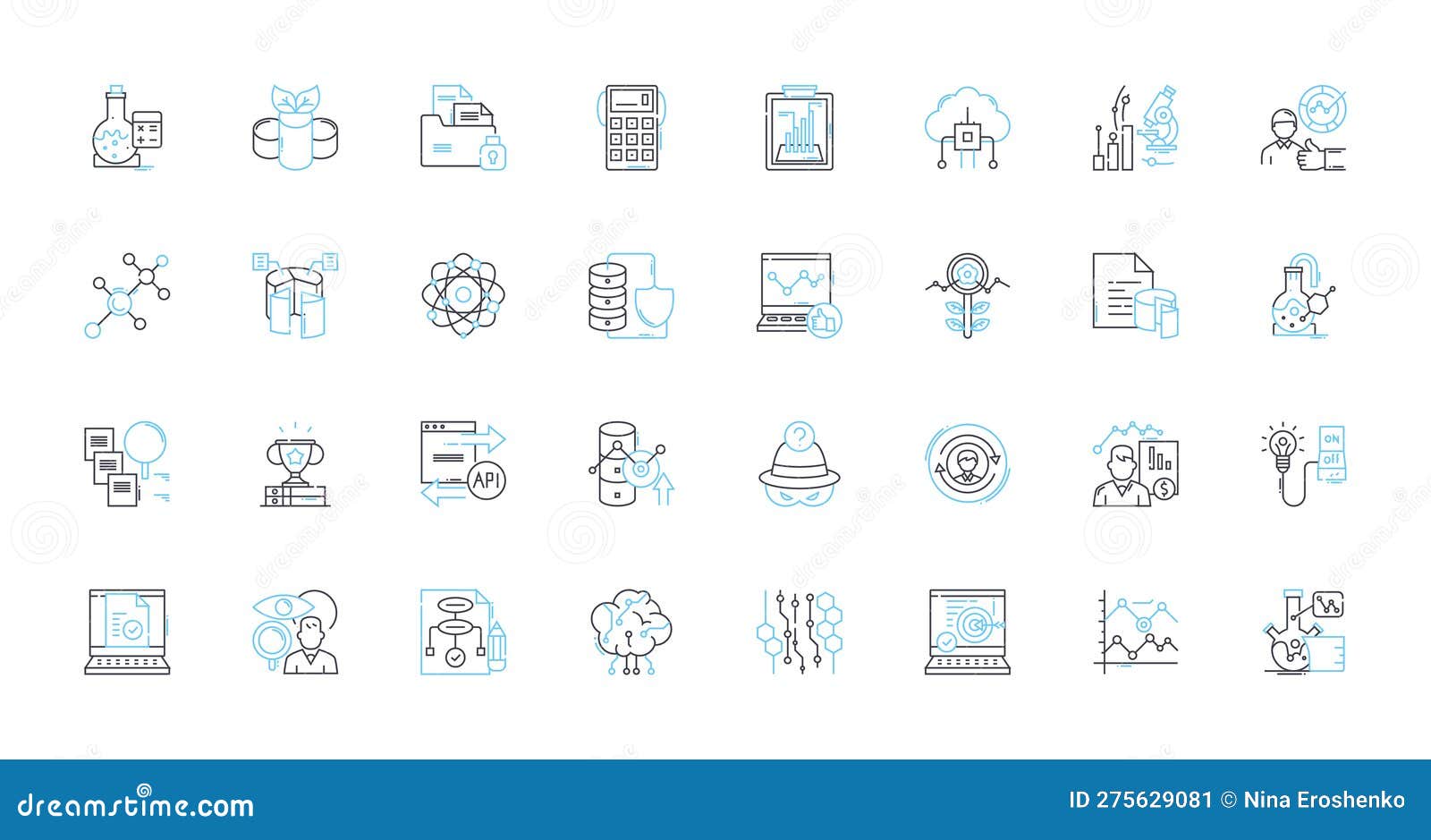 Testing And Experimentation Linear Icons Set Analysis Simulation