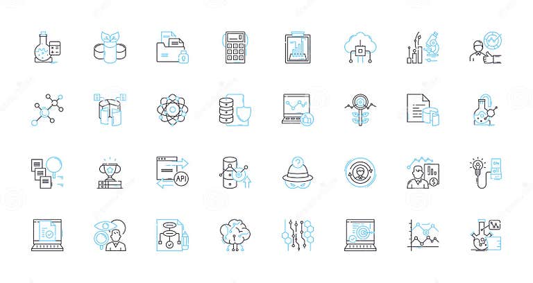 Testing and Experimentation Linear Icons Set. Analysis, Simulation ...