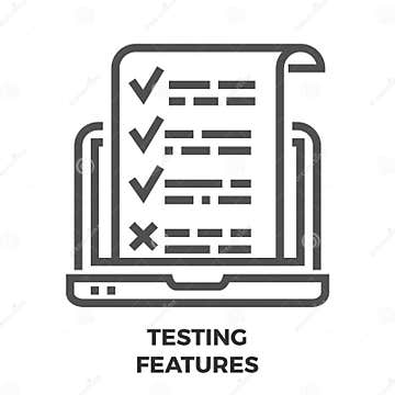 Testing Features Line Icon stock vector. Illustration of logo - 86147666