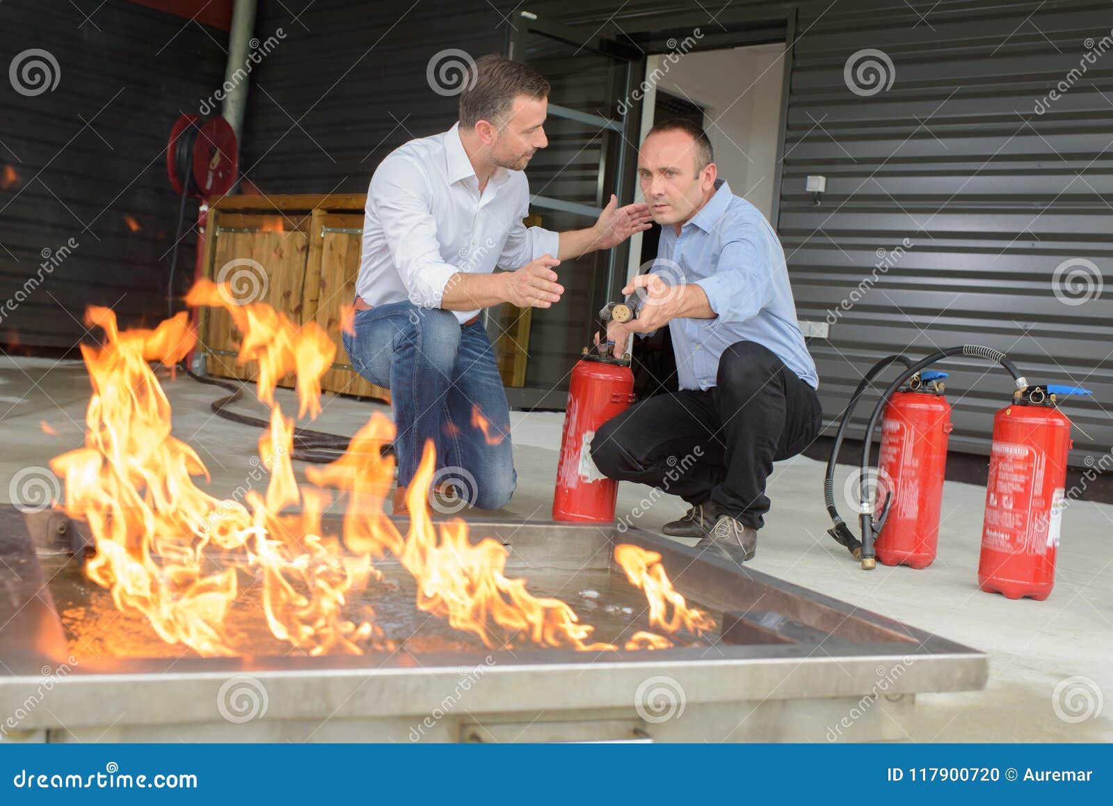 Testing the Fire Extinguisher Stock Photo - Image of signal, persuade ...