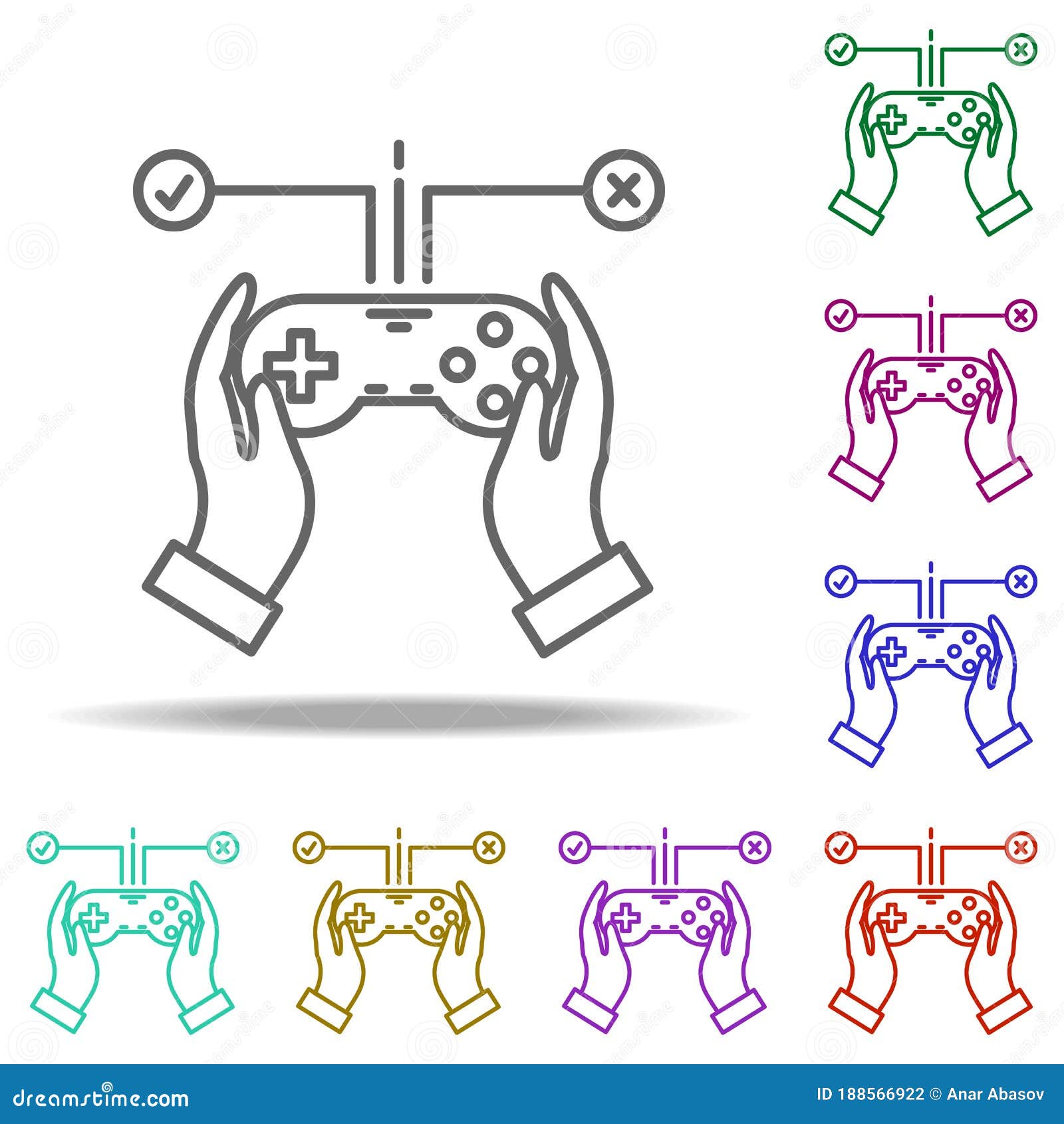 Testing Game Outline Icon. Elements of Game Development in Multi Color ...