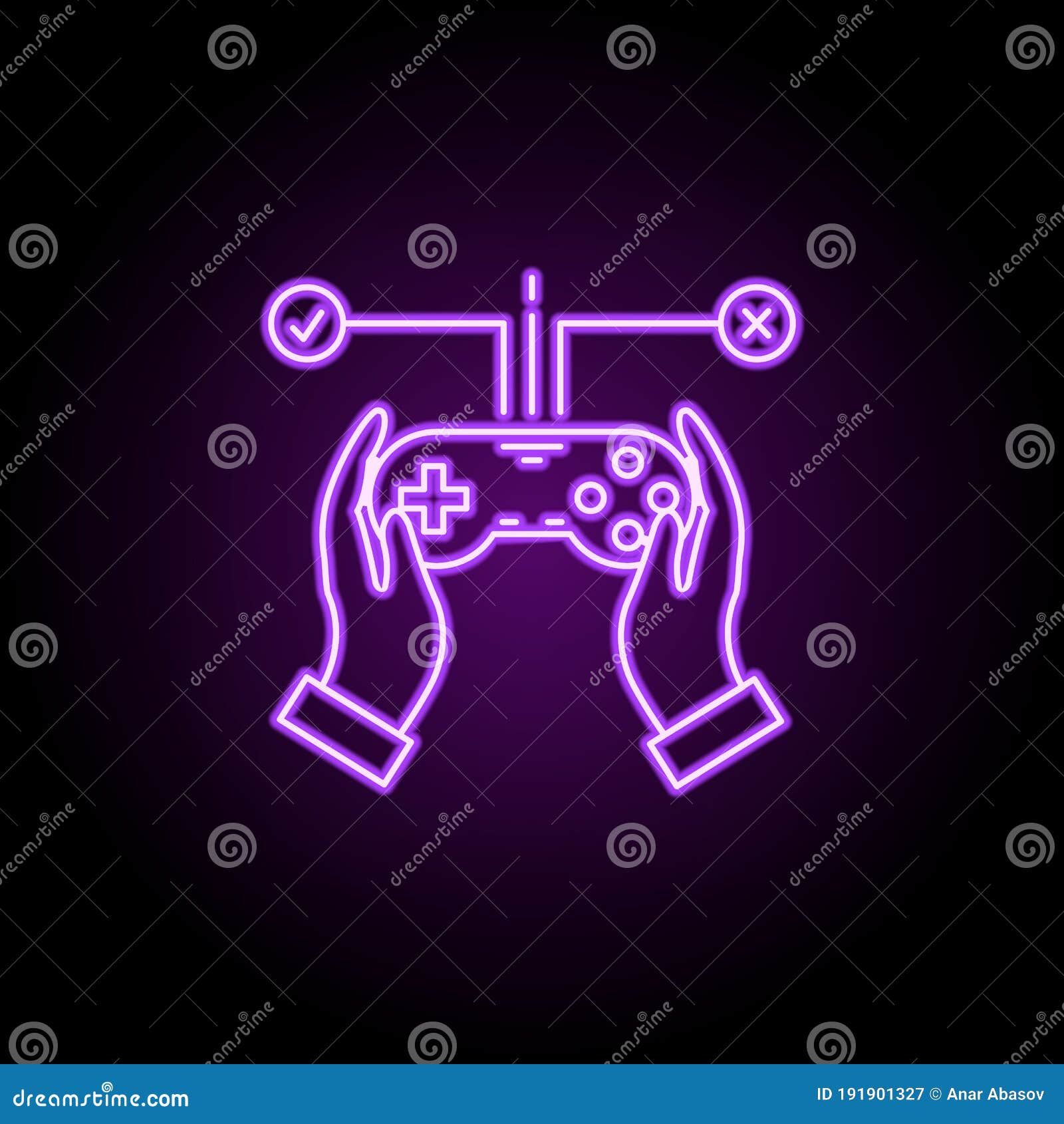 Testing Game Outline Icon. Elements of Game Development in Neon Style ...