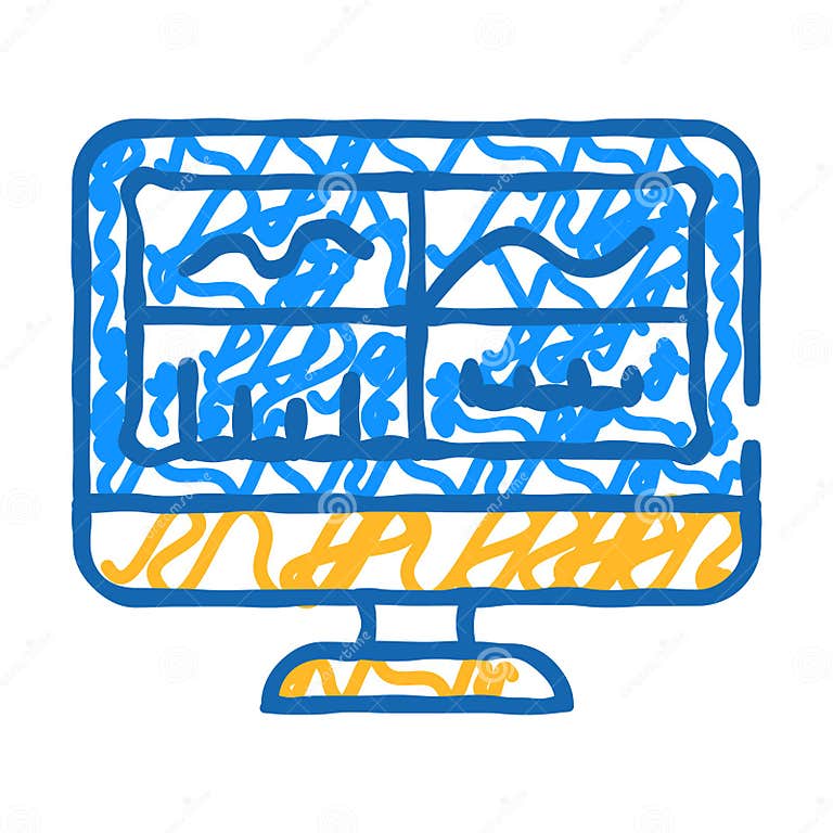 Testing Graphs on Computer Screen Icon Doodle Illustration Stock ...