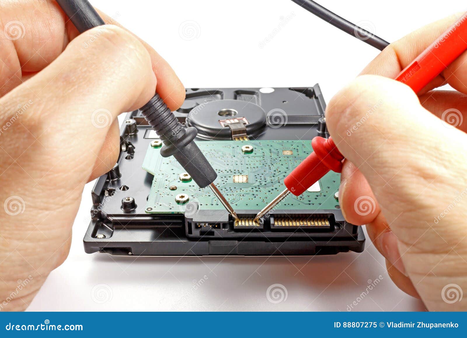 Testing Hard Disk Drive by Engineer on a White Background Stock Image ...