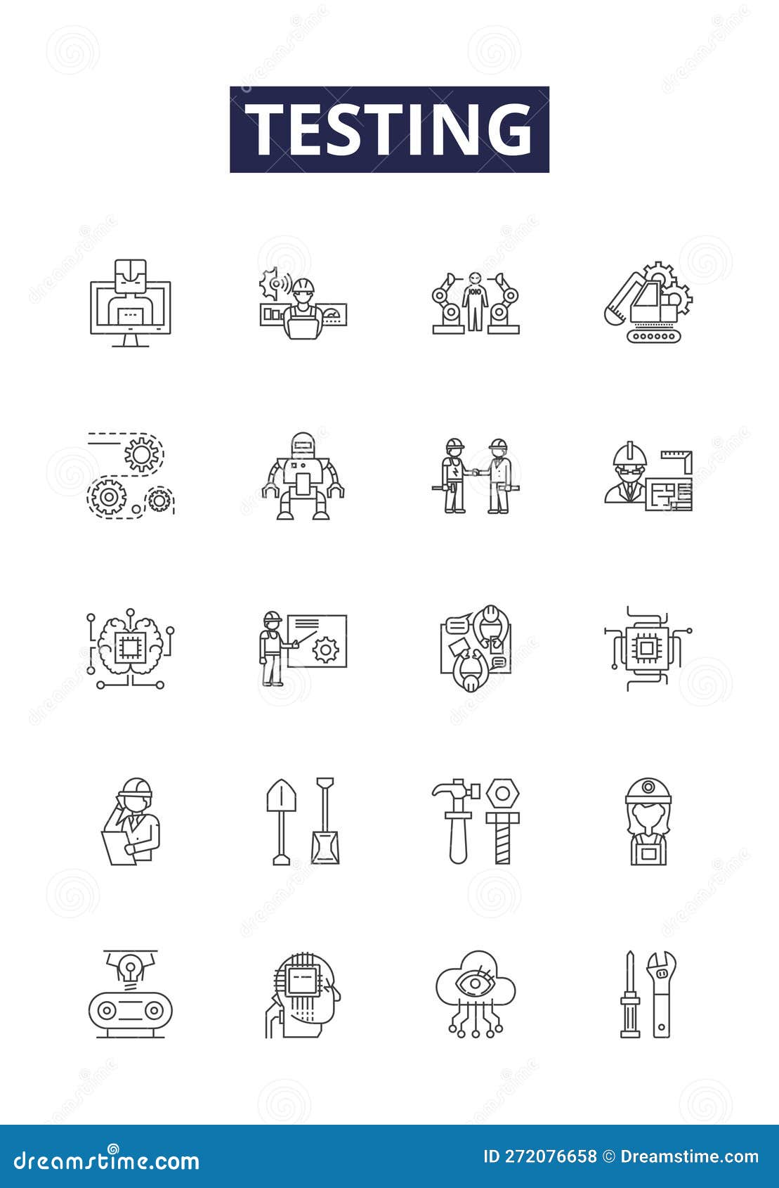 Testing Line Vector Icons And Signs Assessing Checking Verifying Analyzing Debugging