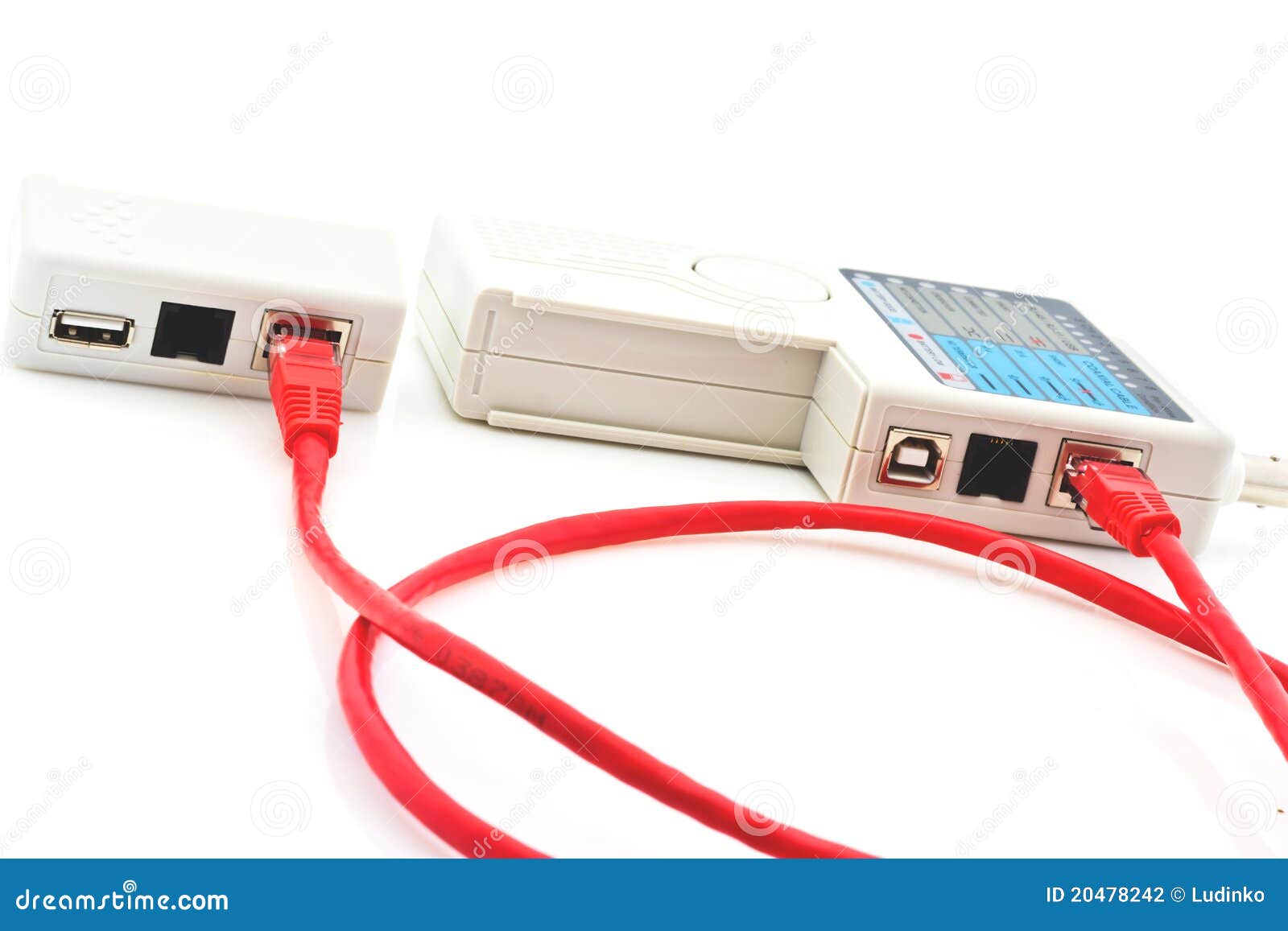 Testing of a Long Red Network Cable Stock Photo - Image of rj11, cable ...