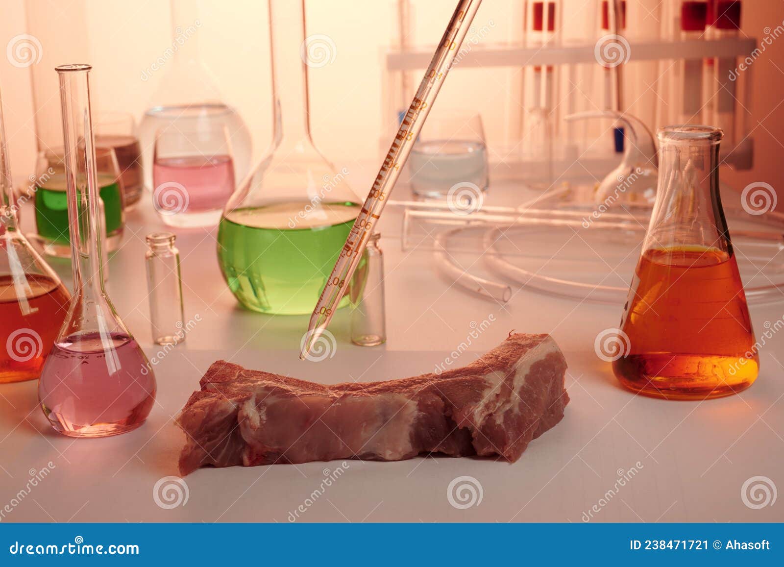 Testing of Meat with Glass Pipe in a Lab Stock Image - Image of pipe ...