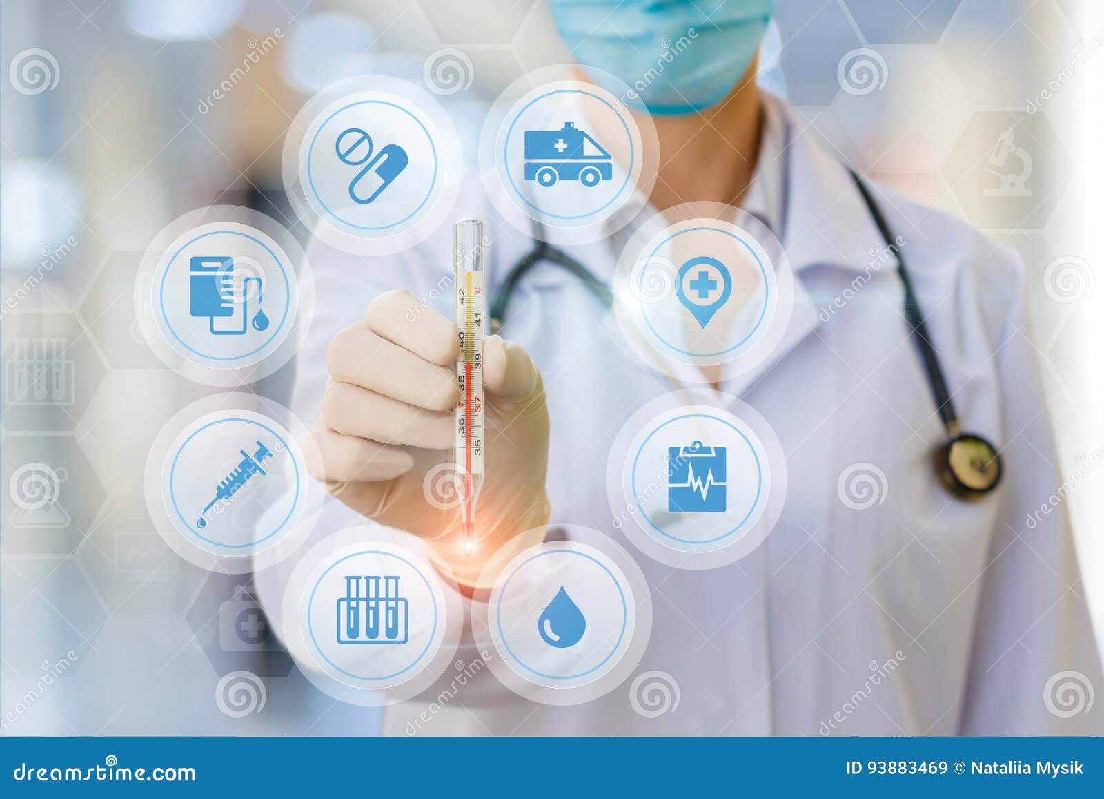 Testing of a Patient Due To High Temperature. Stock Image - Image of ...