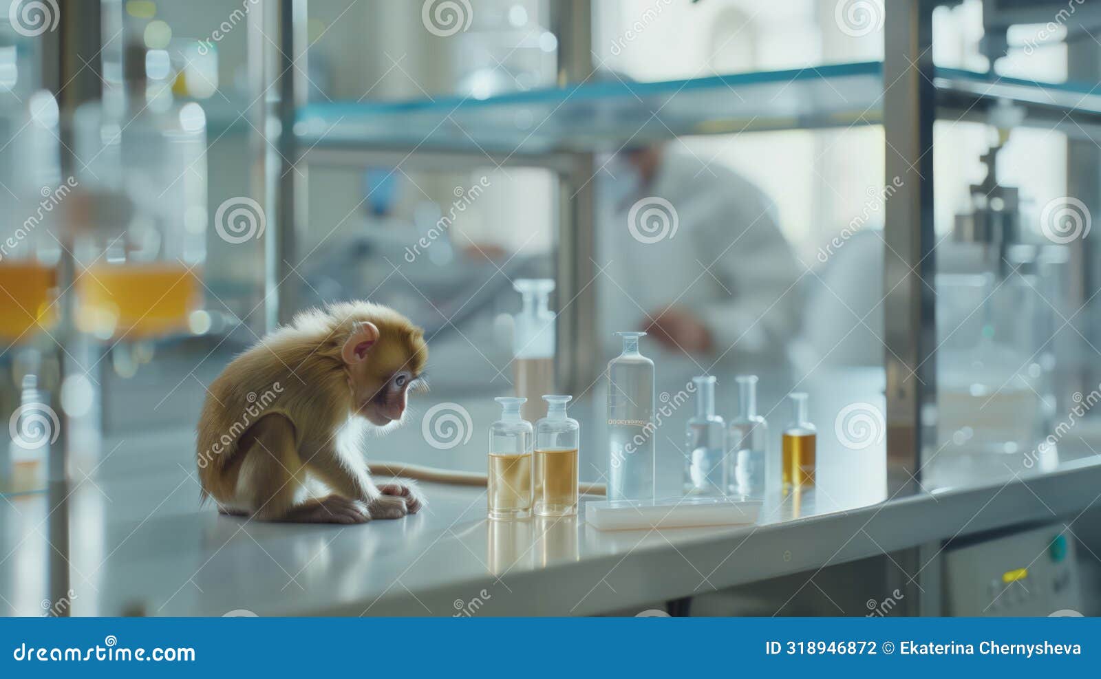 Testing Perfumes On A Small Defenseless Monkey. A Baby Monkey Is ...