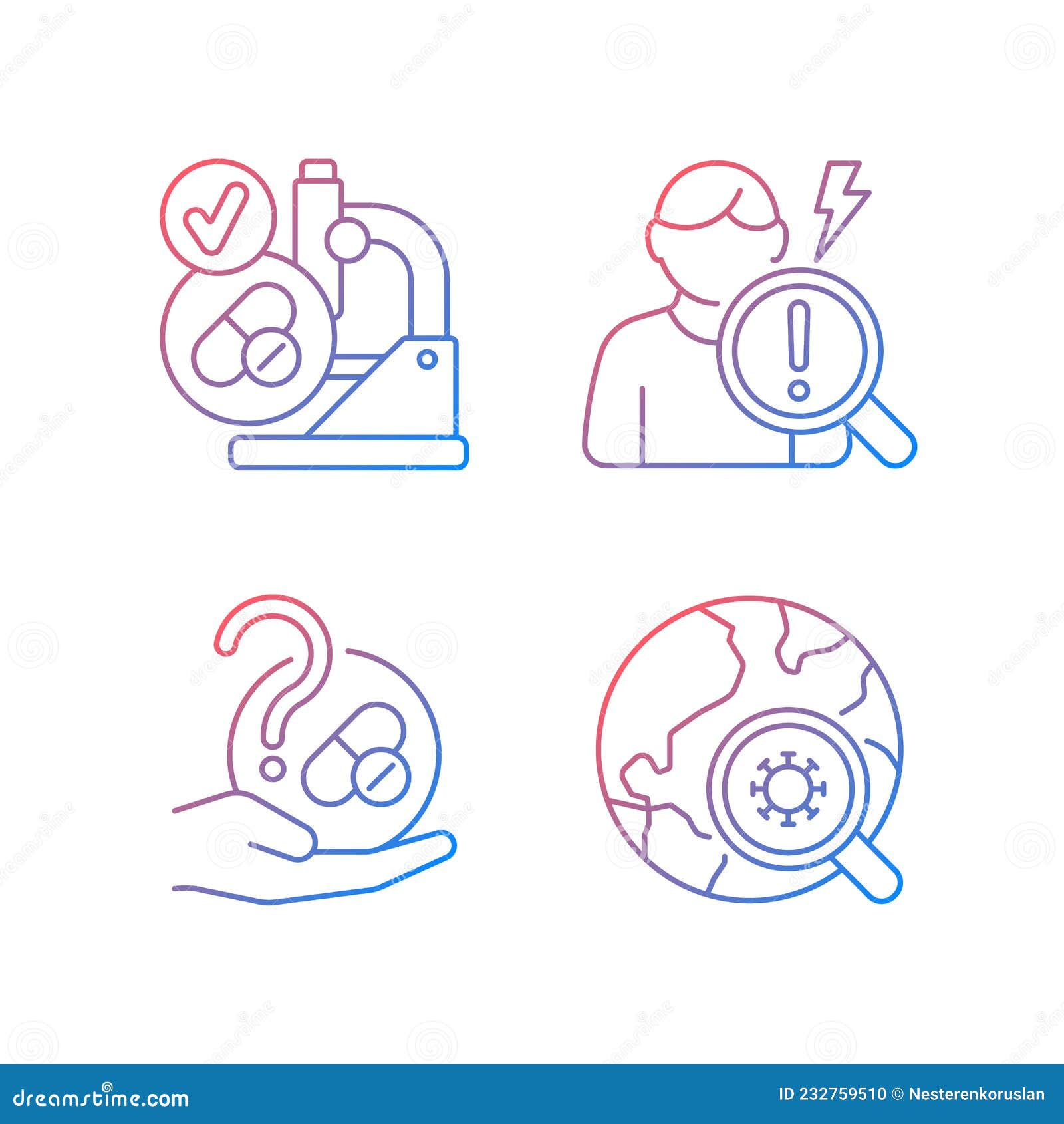 Testing Potential Treatments Gradient Linear Vector Icons Set Stock ...