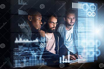 Testing in Progress. Young Computer Programmers Working on Source Code ...