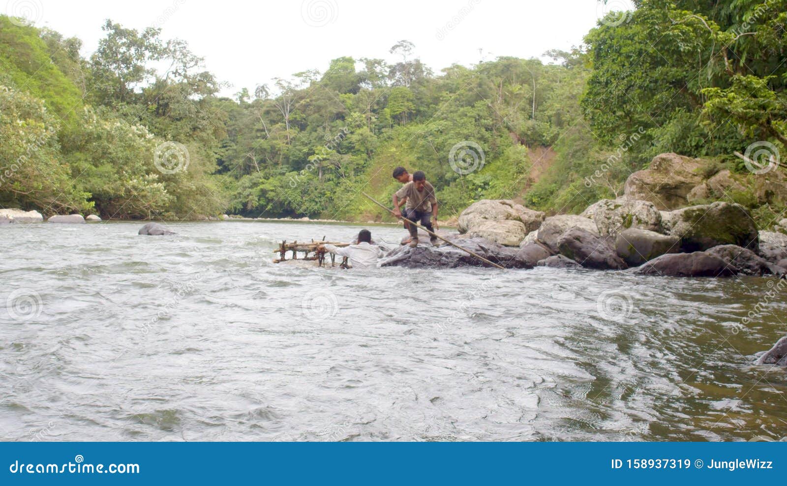 Sinking of indigenous raft stock video. Video of hunting - 158937319