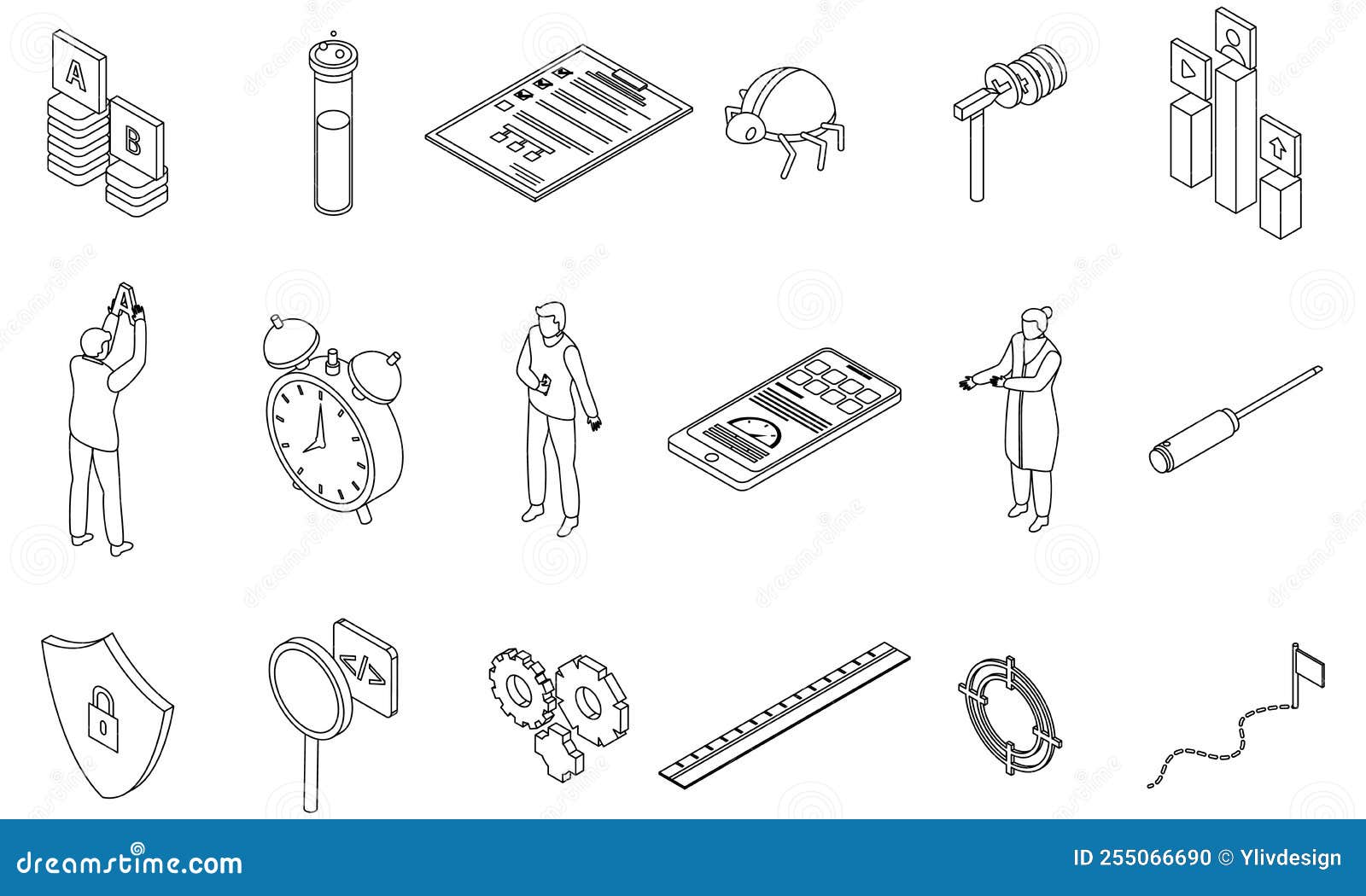 Testing Software Icons Set Vector Outline Stock Vector Illustration