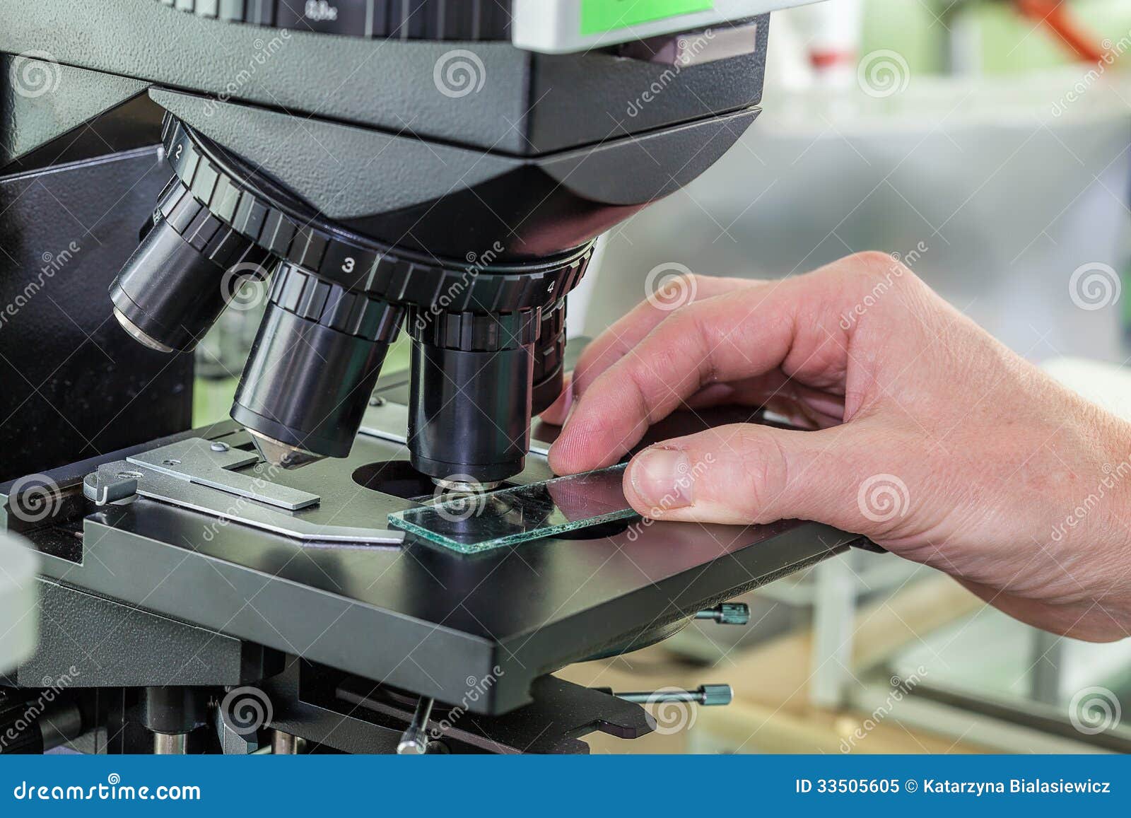Testing Specimen with the Microscope Stock Image - Image of glasses ...