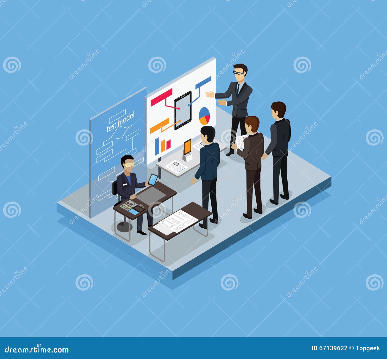 Testing Test Model 3d Isometric Stock Vector - Illustration of modern ...