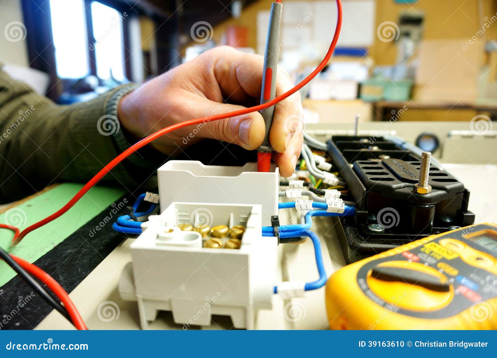 Testing Wiring on Electronic Panel B Stock Photo - Image of hand, work ...